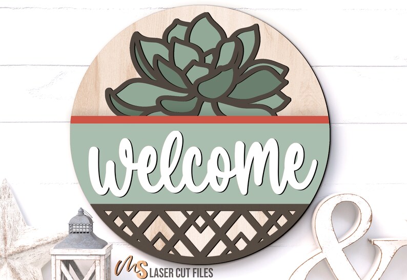 Succulent Welcome Sign Svg Succulent Door Hanger Svg - Etsy