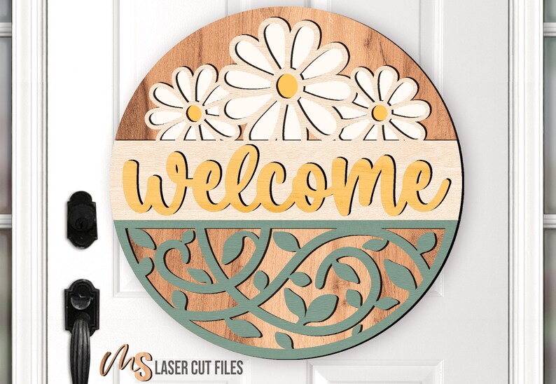 Daisy Welcome Sign SVG Daisy Door Hanger Svg Daisy Svg - Etsy