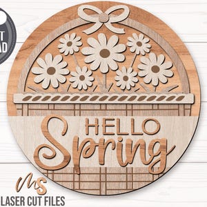 Daisy Hello Spring Door Hanger Svg - Spring Welcome Sign Svg - Daisy ...