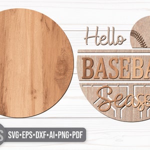 Hello Baseball Season Sign SVG - Baseball Door Hanger Svg - Baseball ...