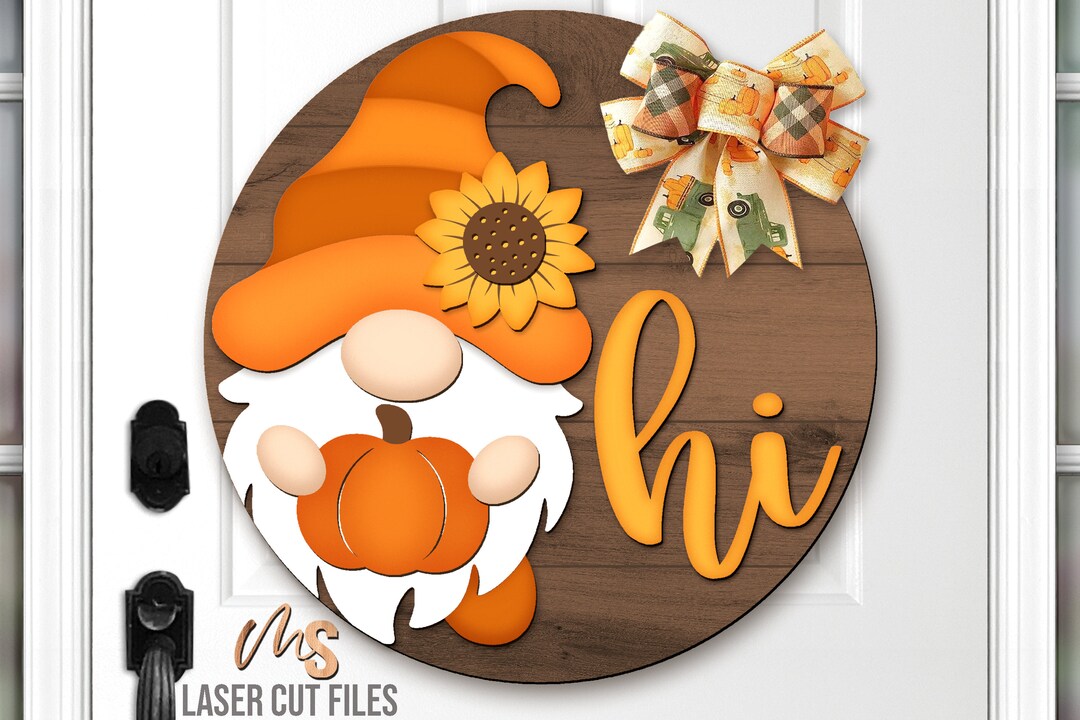 Fall Gnome Welcome Sign Svg - Fall Door Hanger SVG - Laser Cut Files ...