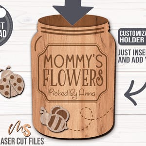 Mason Jar Mothers Day Flower Holder SVG - Happy Mothers Day Fridge ...