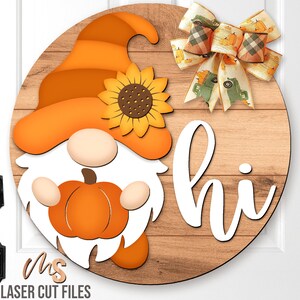Fall Gnome Welcome Sign Svg - Fall Door Hanger SVG - Laser Cut Files ...