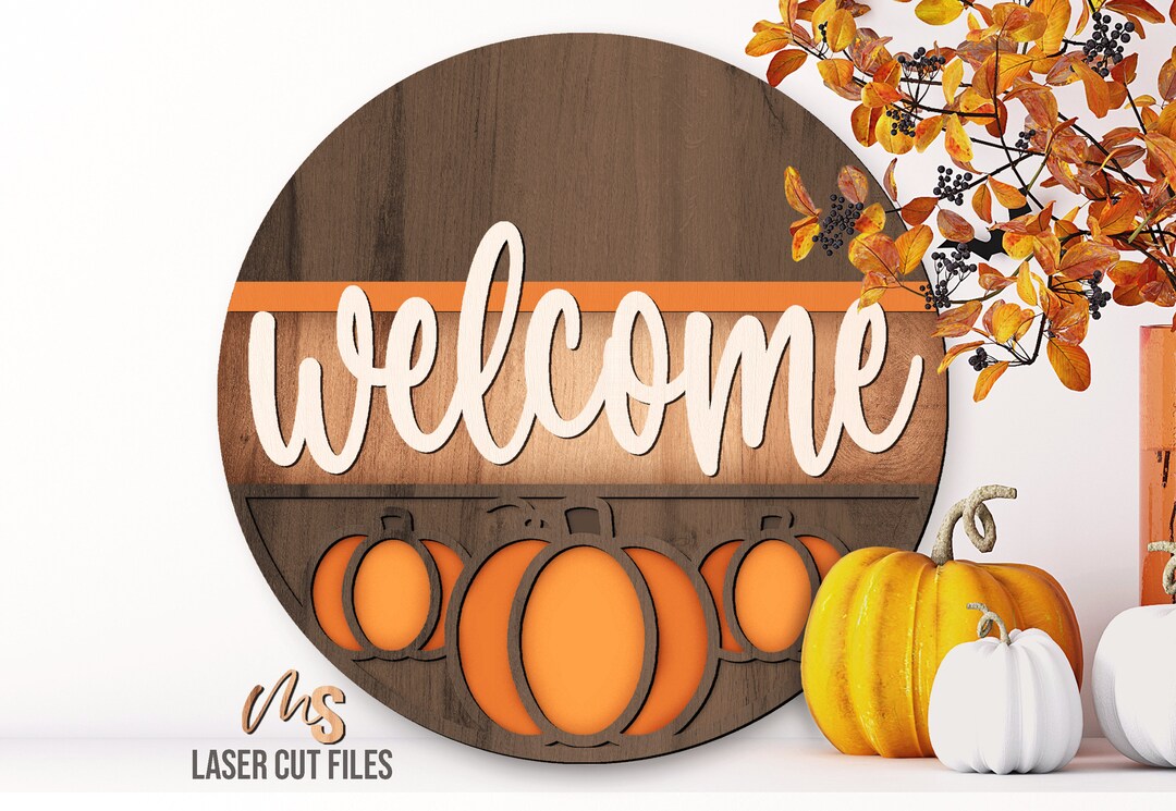 Fall Welcome Sign SVG - Fall Pumpkin Door Hanger Svg - Pumpkin Svg ...