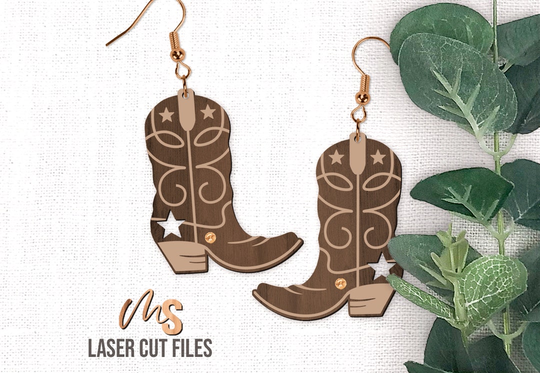 Cowboy Boot Earrings SVG Western Earrings Svg Cowboy Boots Dangle ...