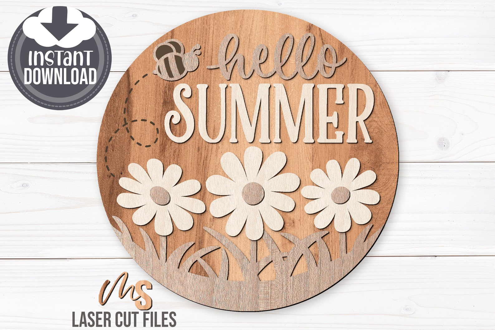 Daisy Hello Summer Door Hanger Svg - Summer Welcome Sign Svg - Daisy ...