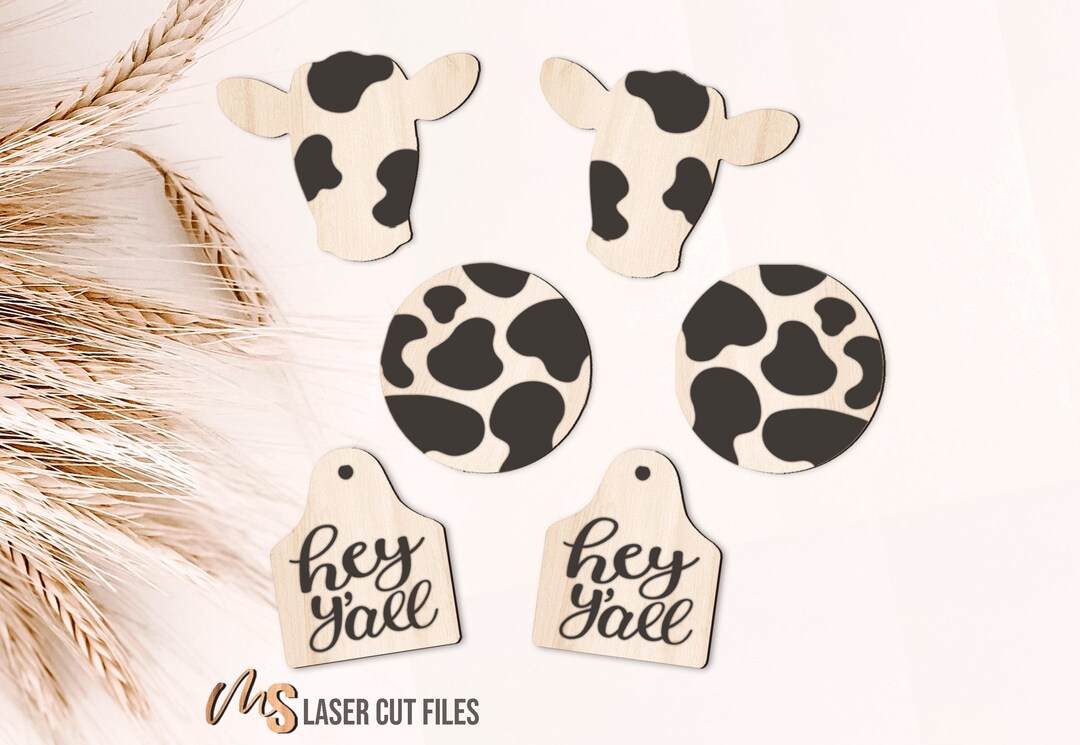 Cow Stud Earrings SVG - Cow Earring Svg - Cow Head Svg - Laser Cut ...