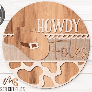 Howdy Folks Door Hanger Svg - Cowboy Hat Svg - Western Door Sign ...