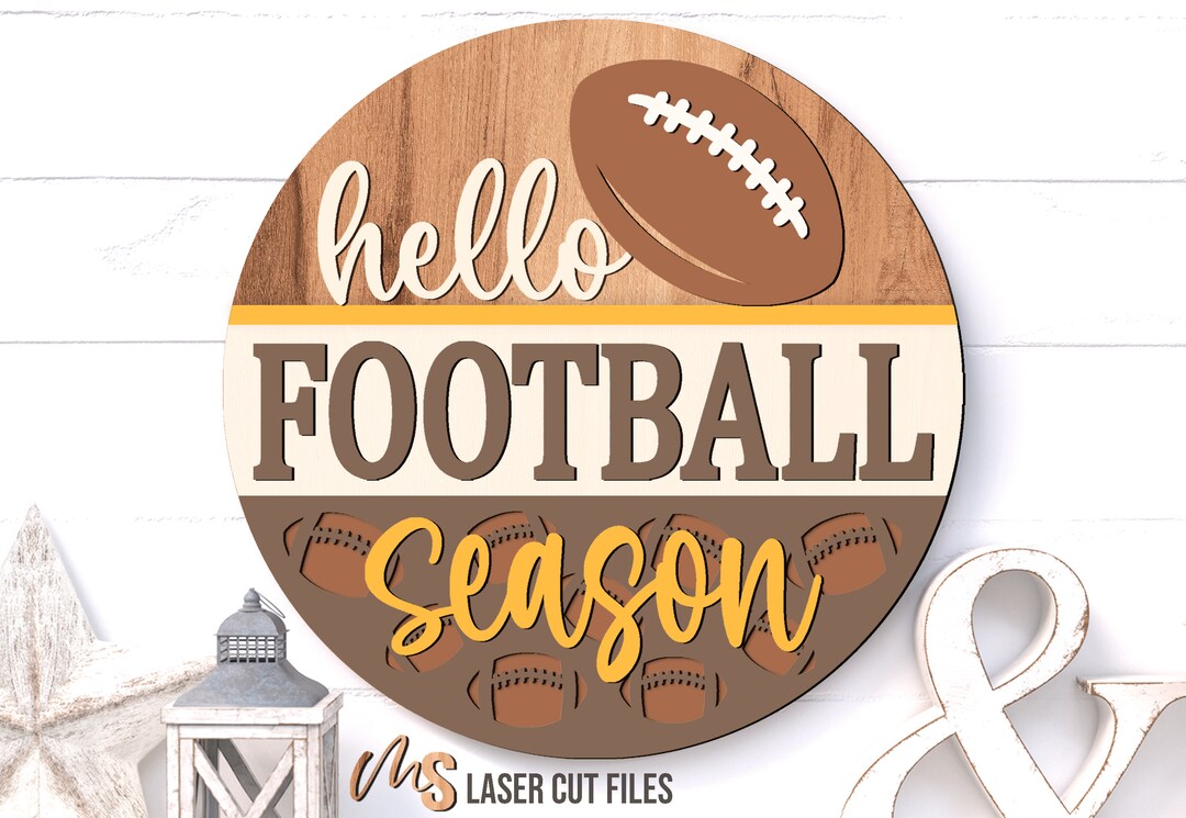 Hello Football Season SVG - Football Door Hanger Svg - Football Sign ...