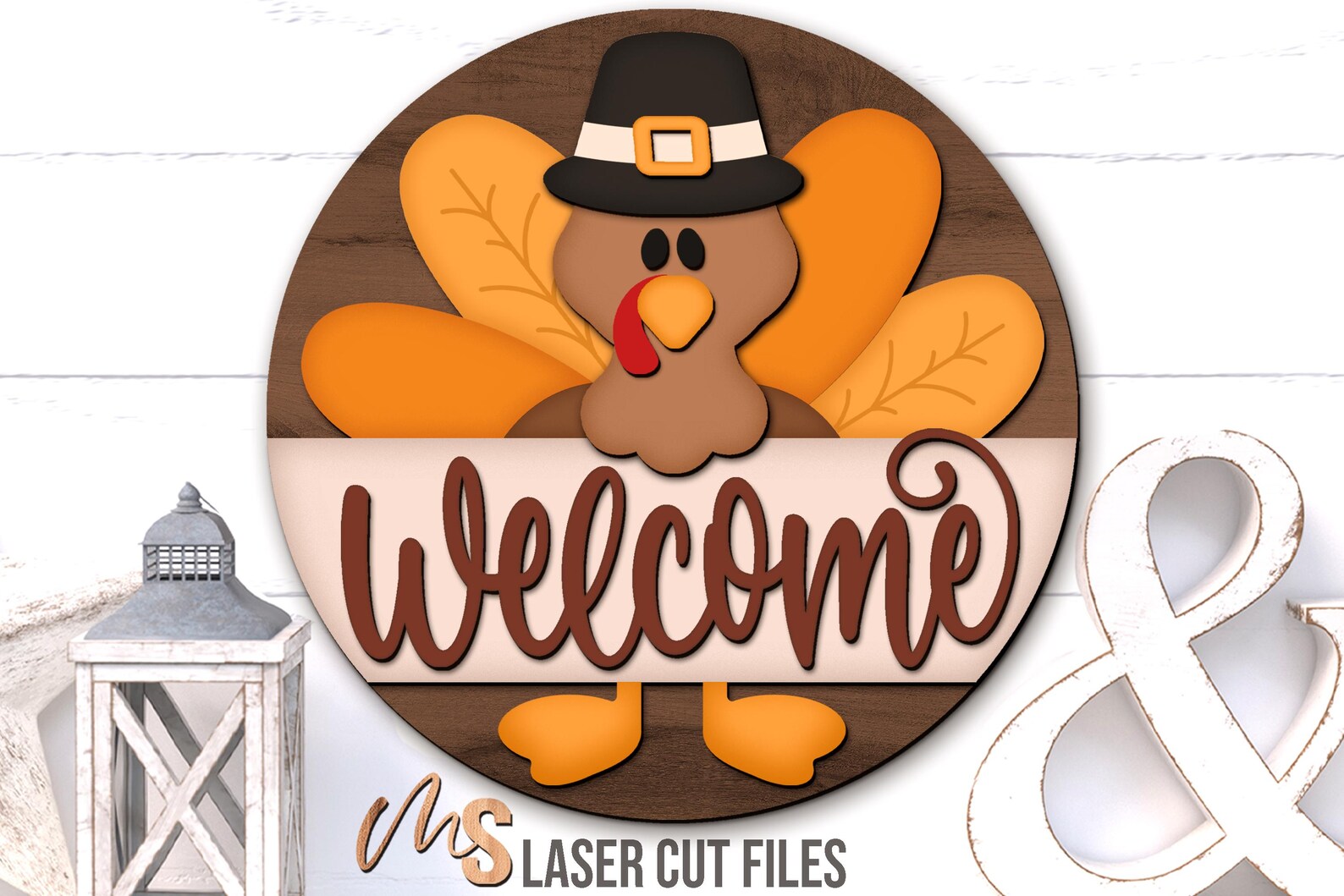 Turkey Thanksgiving Welcome Sign SVG: Thanksgiving Door Hanger Laser ...