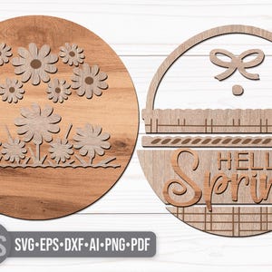 Daisy Hello Spring Door Hanger Svg - Spring Welcome Sign Svg - Daisy ...