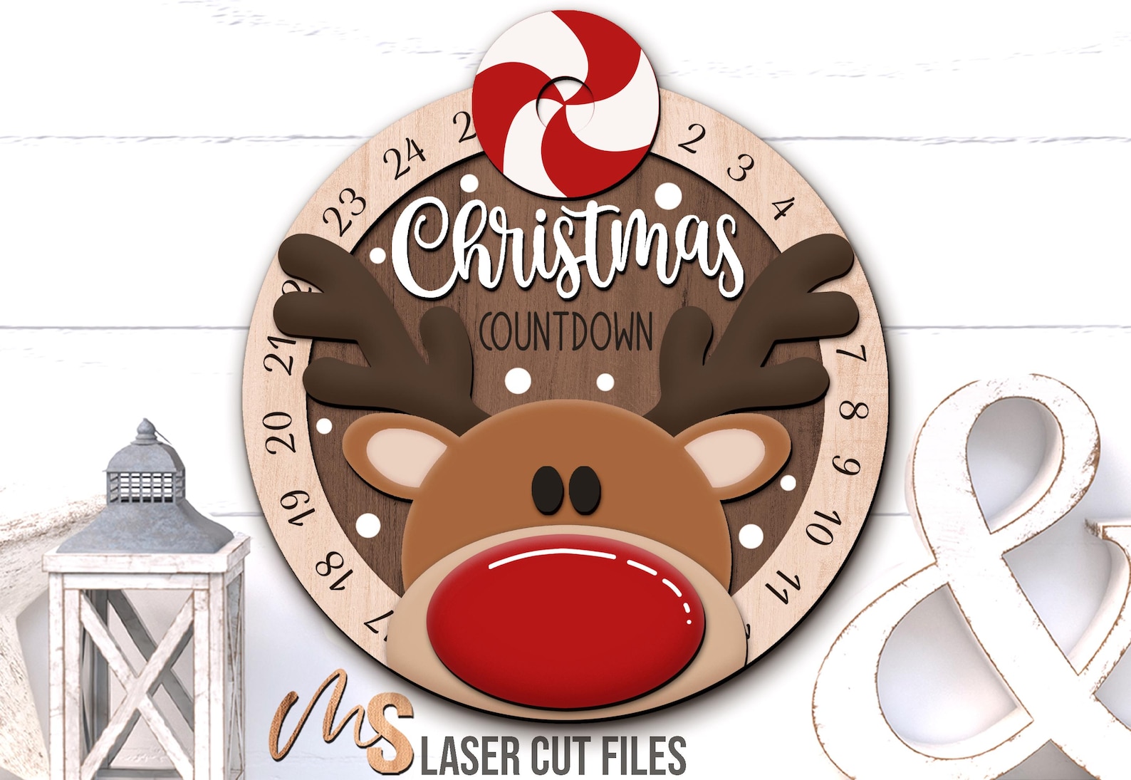Reindeer Christmas Countdown SVG: Days Until Christmas Sign SVG Laser ...
