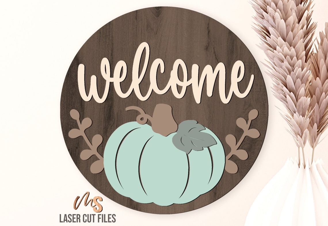 Fall Welcome Sign Svg Fall Door Hanger Svg Pumpkin Svg - Etsy