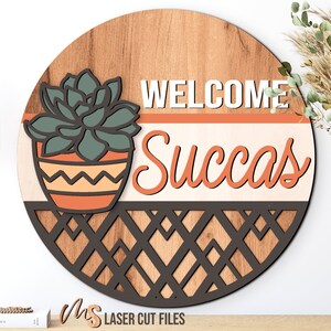 Succulent Welcome Sign Svg - Door Hanger Svg - Succulent Svg - Cactus ...
