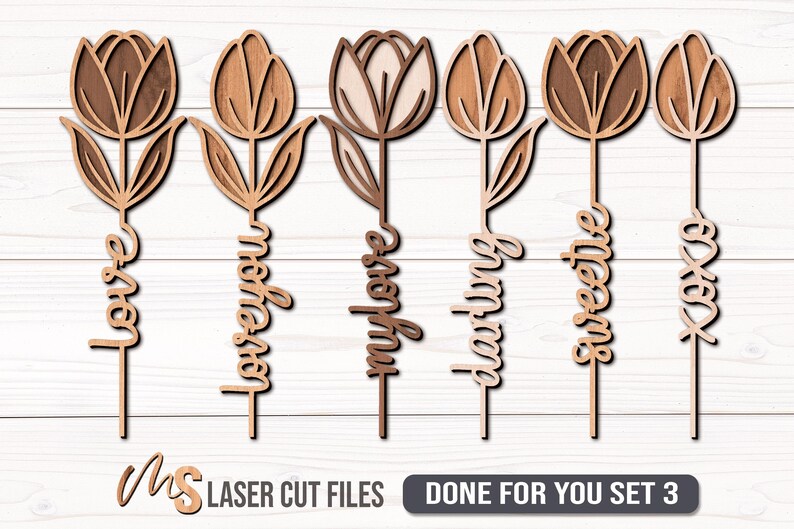 Personalized Tulip SVG Bundle: Custom Tulip Flowers Laser Cut Files ...