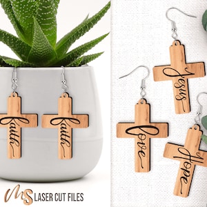 Christian Cross Earrings SVG - Cross Svg - Laser Cut Files - Earring ...