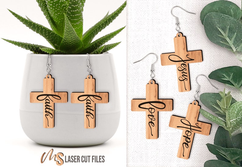Christian Cross Earrings SVG - Cross Svg - Laser Cut Files - Earring ...