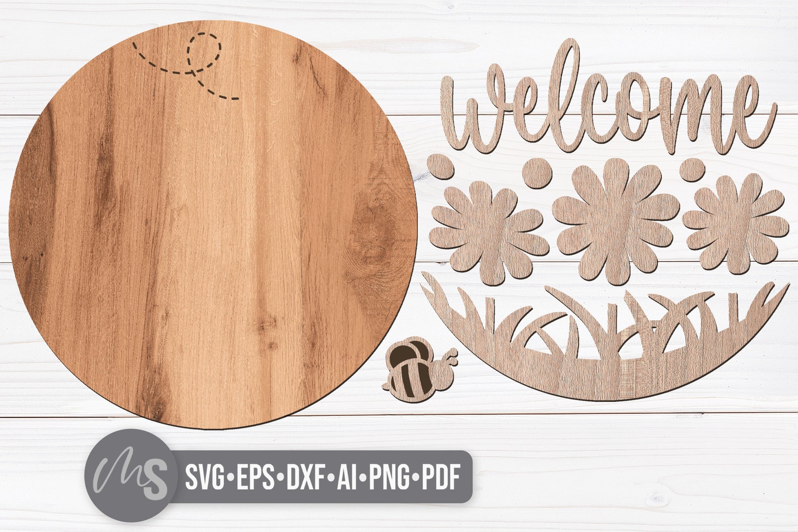Floral Daisy Welcome Sign SVG Daisy Flowers Door Hanger Svg Daisy Svg ...