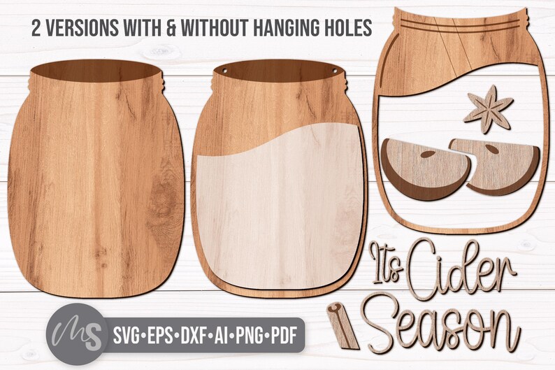 Mason Jar Fall Door Hanger Svg - Apple Cider Season Fall Welcome Sign ...