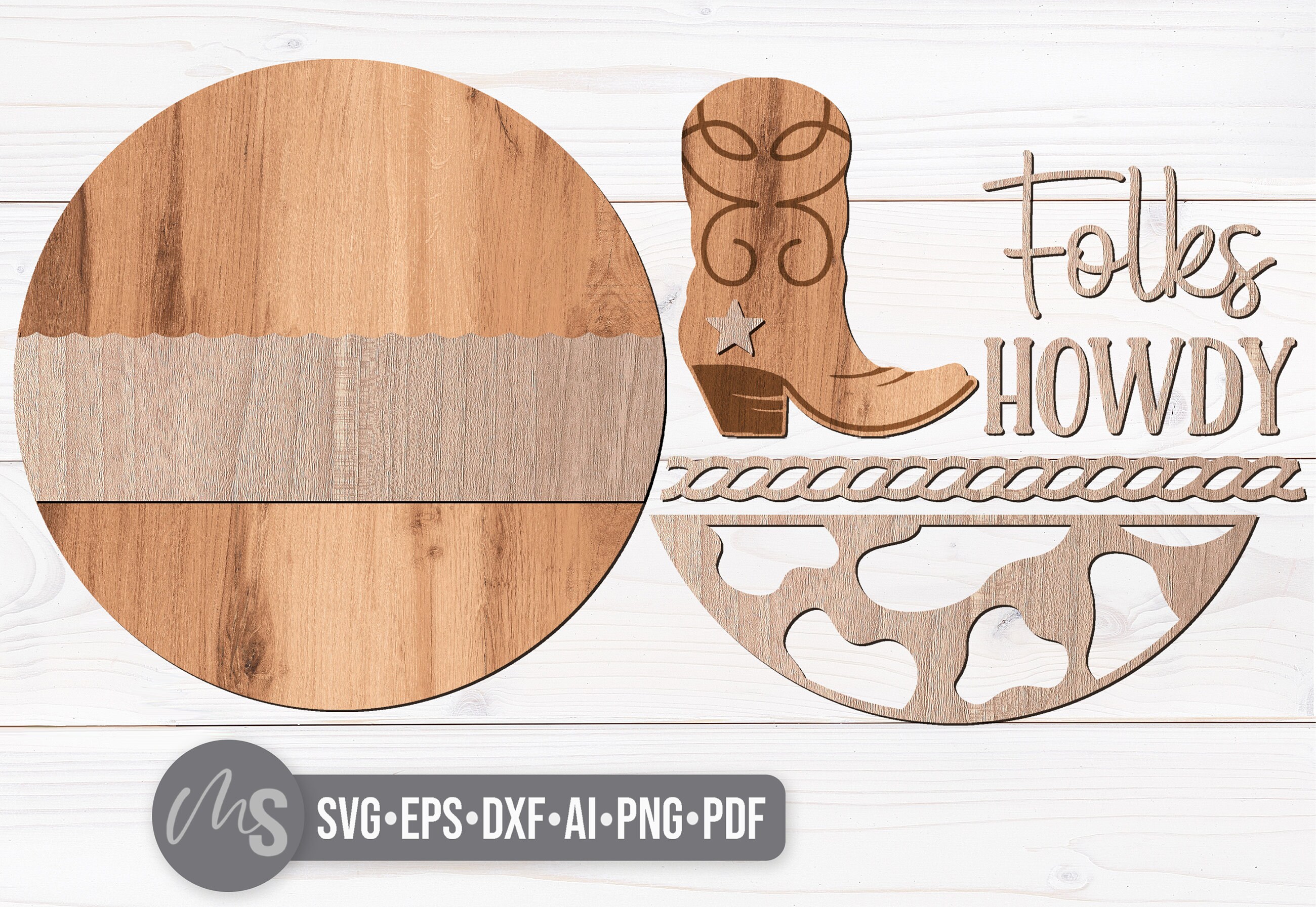 Cowboy Boot Welcome Sign SVG: Howdy Western Door Hanger SVG Laser Cut ...