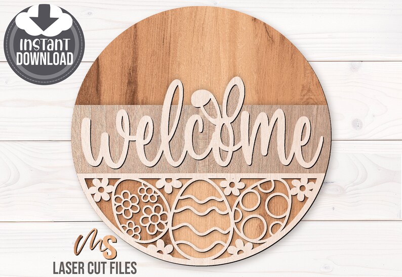 Easter Welcome Sign SVG - Easter Door Hanger Svg - Easter Eggs Svg ...