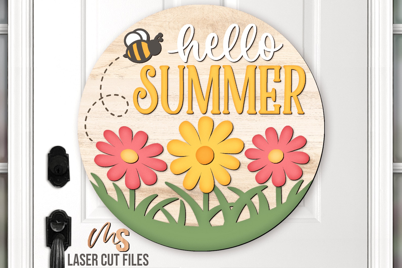 Daisy Hello Summer Door Hanger Svg - Summer Welcome Sign Svg - Daisy ...