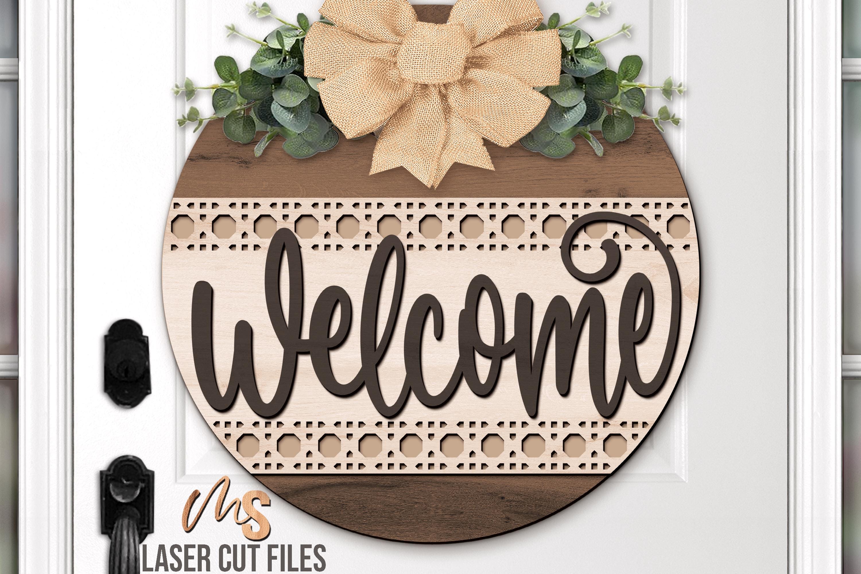 Minimalist Boho Welcome Sign SVG: Farmhouse Door Hanger SVG Laser Cut ...