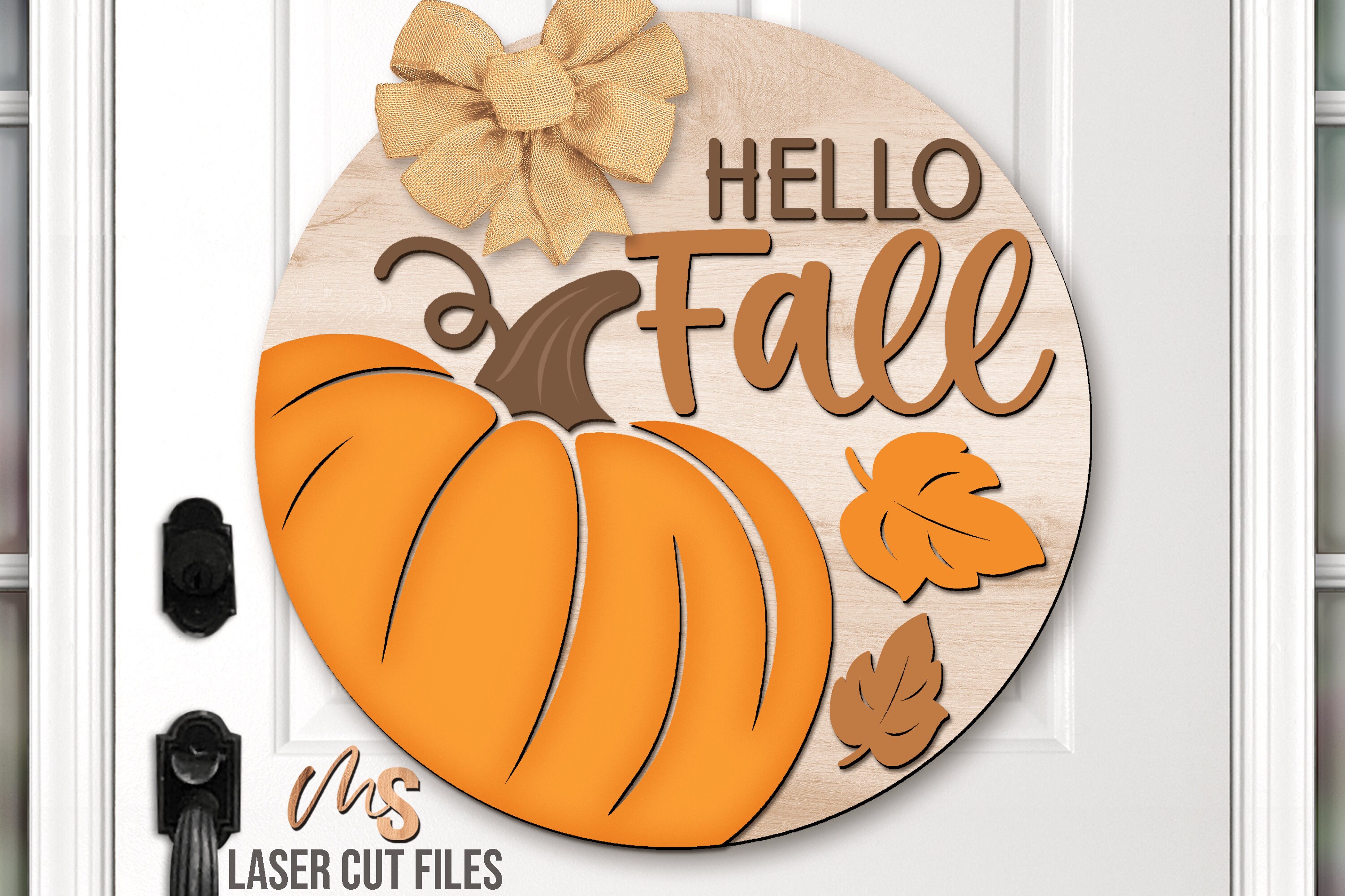 Hello Fall Door Hanger SVG - Pumpkin Svg - Fall Welcome Sign Svg ...