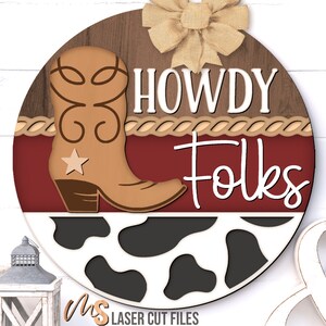 Cowboy Boot Welcome Sign SVG: Howdy Western Door Hanger SVG Laser Cut ...
