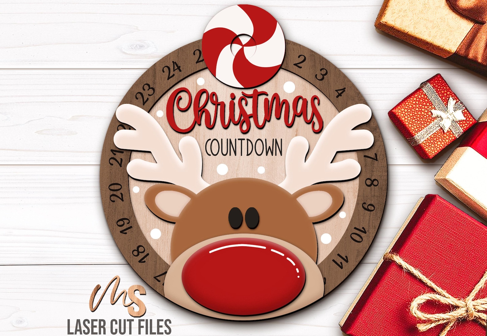 Reindeer Christmas Countdown SVG: Days Until Christmas Sign SVG Laser ...