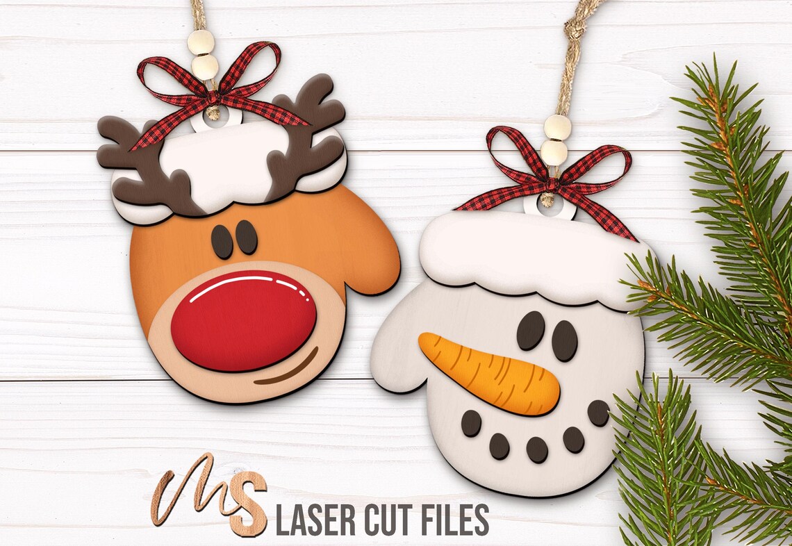 Custom Mittens Christmas Ornament SVG Bundle: Laser Cut Files for ...