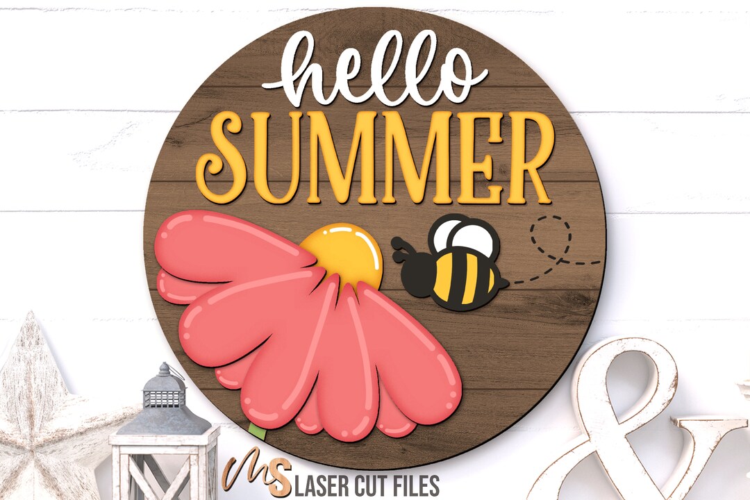Daisy Hello Summer Door Hanger Svg - Summer Welcome Sign Svg - Daisy ...