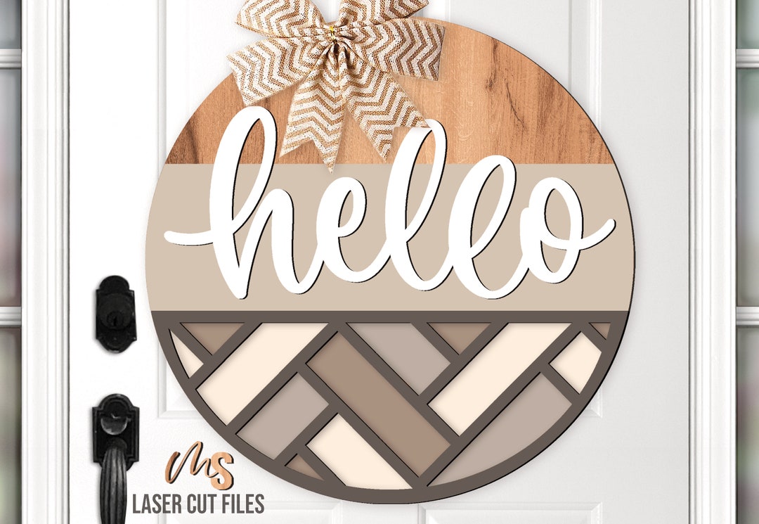 Geometric Welcome Sign SVG: Modern Farmhouse Door Hanger SVG Laser Cut ...