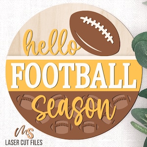 Hello Football Season SVG - Football Door Hanger Svg - Football Sign ...