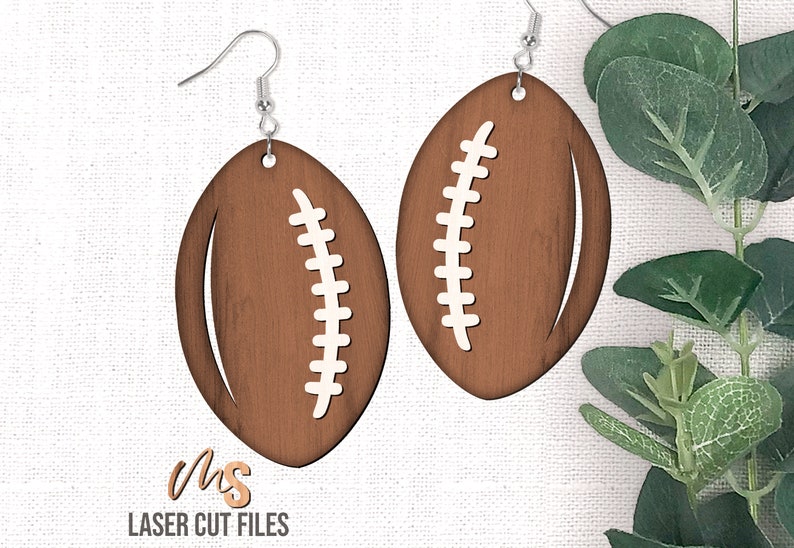 Custom Football Earrings SVG: Football Dangle Earring Template Laser ...