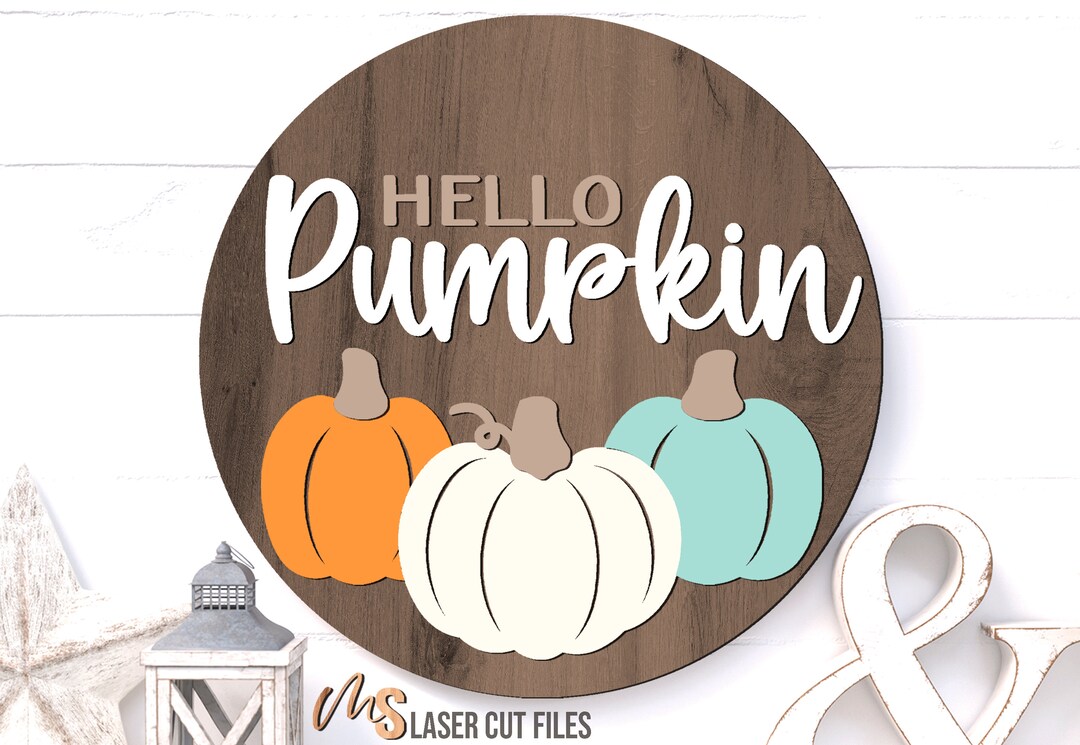 Hello Pumpkin Fall Door Hanger Svg - Fall Welcome Sign Svg - Hello ...