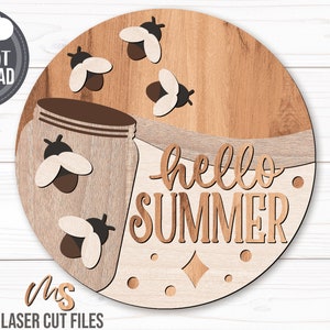 Hello Summer Firefly Door Hanger SVG - Summer Welcome Sign Svg ...