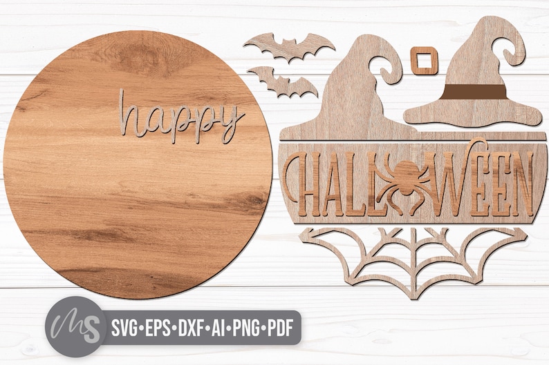 Halloween Door Hanger Svg - Happy Halloween Sign Svg - Witch Hat Svg ...