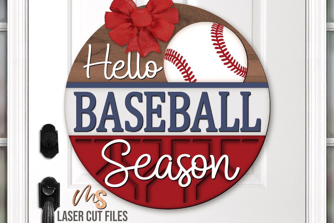 Hello Baseball Season Sign SVG - Baseball Door Hanger Svg - Baseball ...