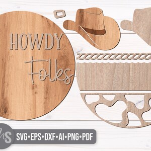 Howdy Folks Door Hanger Svg - Cowboy Hat Svg - Western Door Sign ...