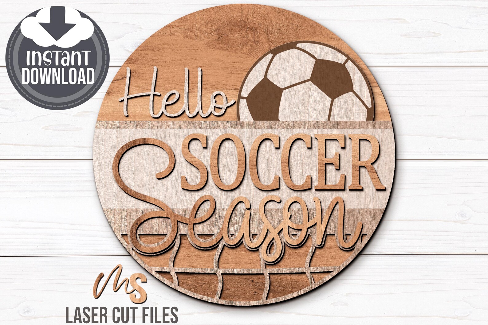 Hello Soccer Season Sign SVG: Soccer Ball Door Hanger Laser Cut Files ...