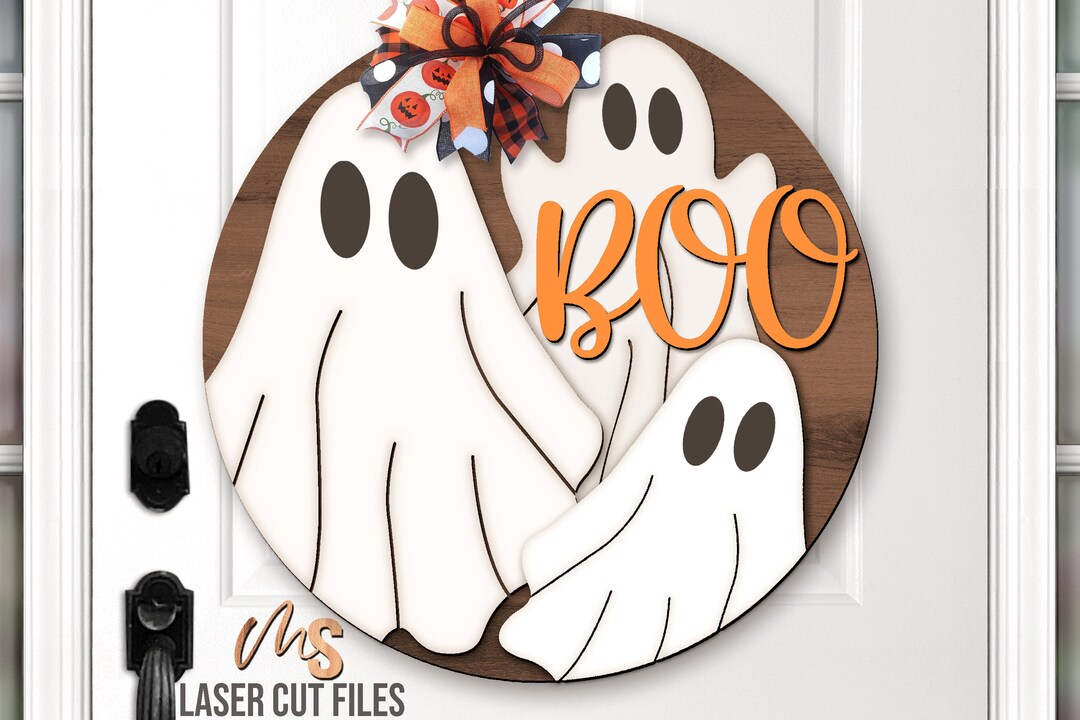 Ghost Halloween Sign Svg - Halloween Door Hanger Svg - Ghost Svg - Boo ...
