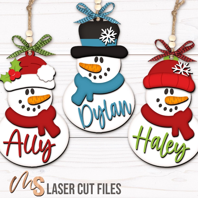 Snowman Ornament Svg Name - Etsy