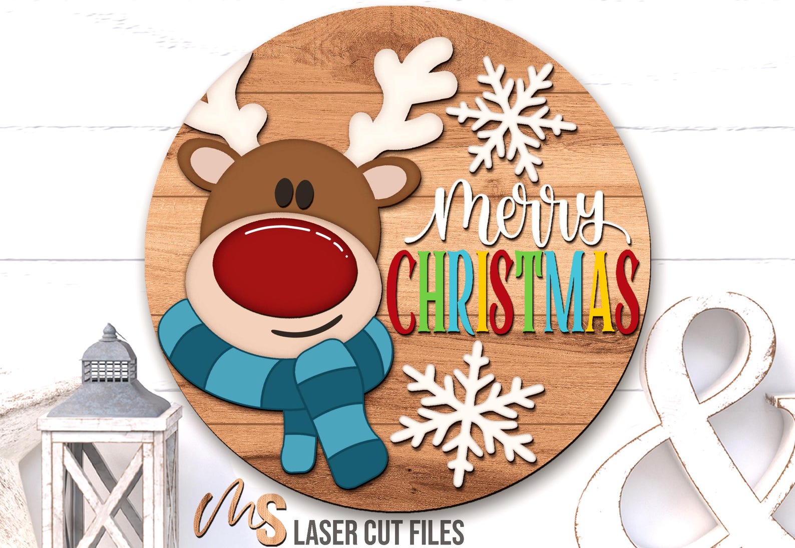 Reindeer Merry Christmas Sign SVG - Christmas Door Hanger Svg ...