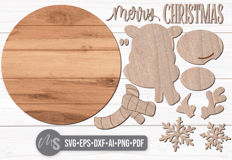 Reindeer Merry Christmas Sign SVG - Christmas Door Hanger Svg ...