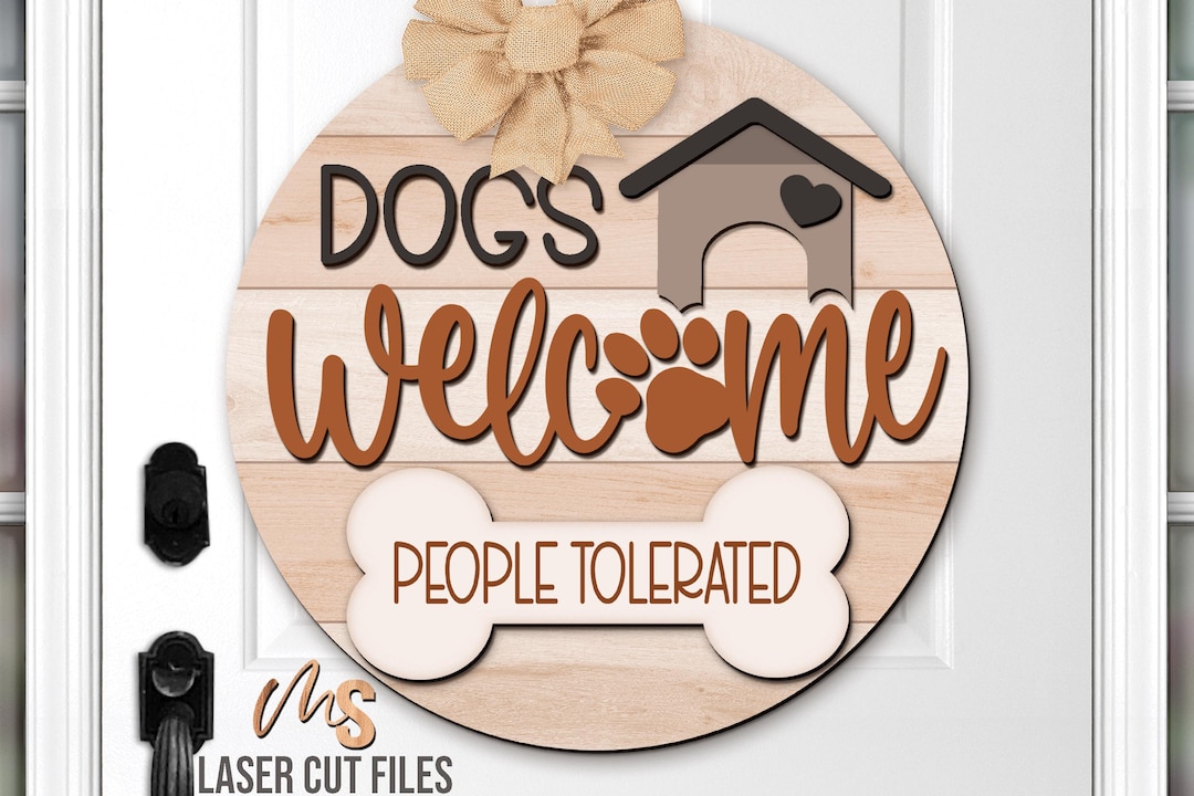 Funny Dogs Welcome Sign Svg - Dog Door Hanger Svg - Funny Dog Door Sign ...