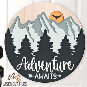 Adventure Door Hanger SVG - Adventure Awaits Svg - Camper Door Sign ...