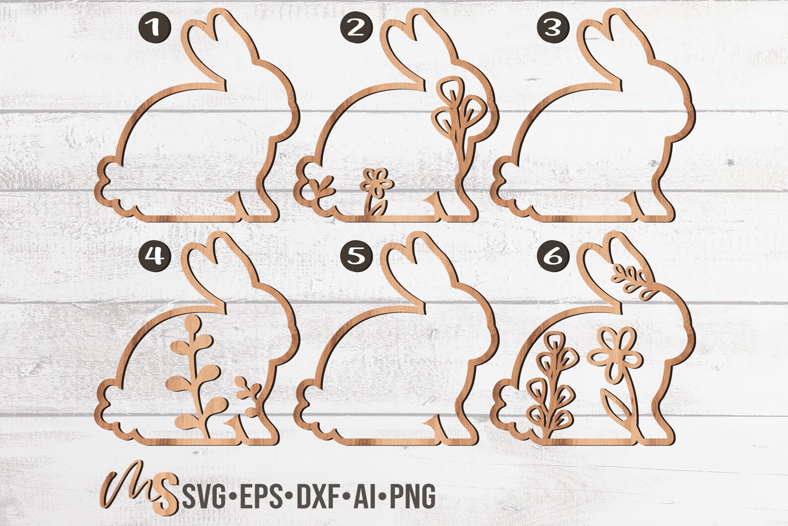 Easter Bunny SVG Floral Easter Svg Layered Bunny Svg - Etsy