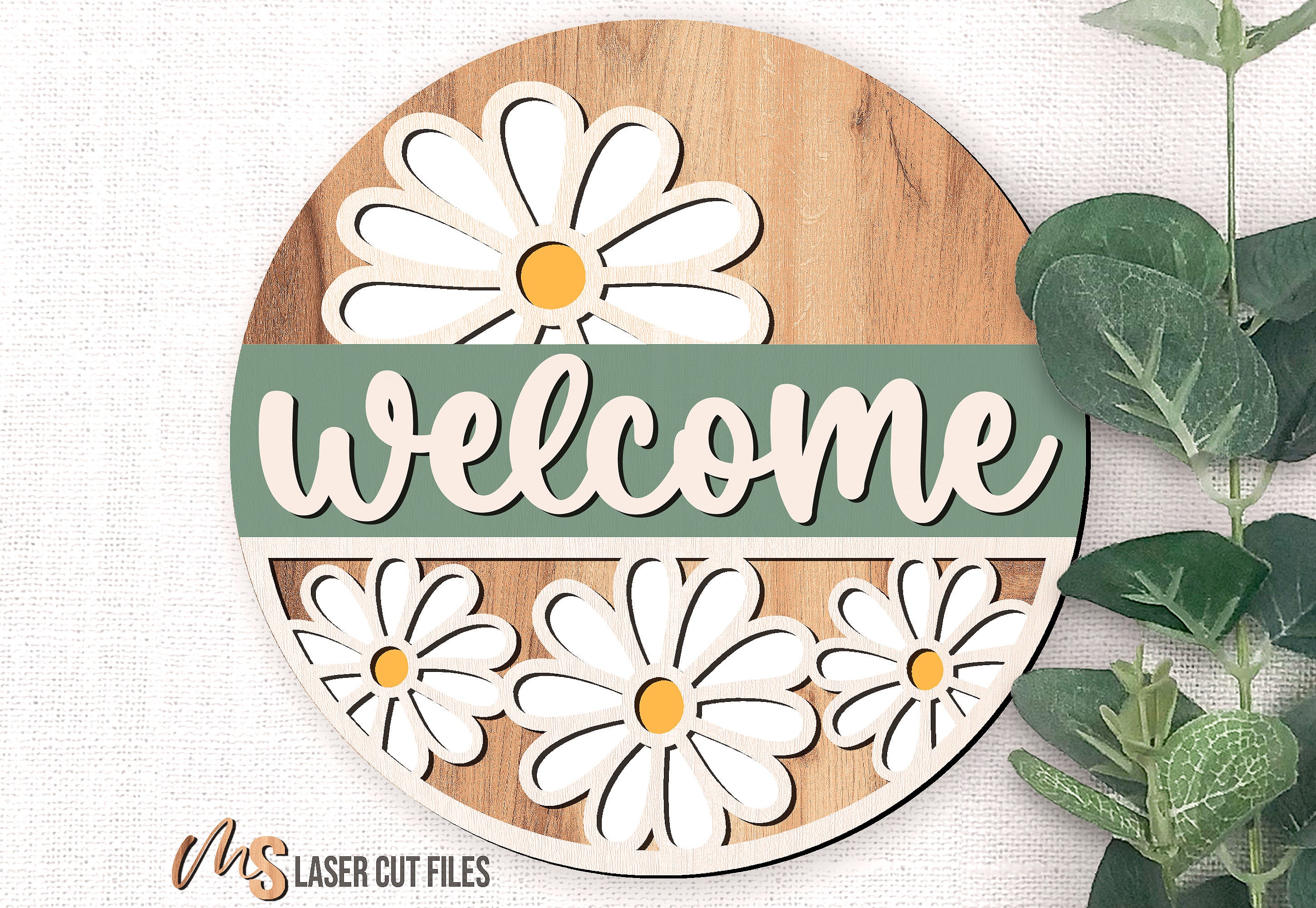 Daisy Welcome Sign SVG Daisy Door Hanger Svg Daisy Svg - Etsy