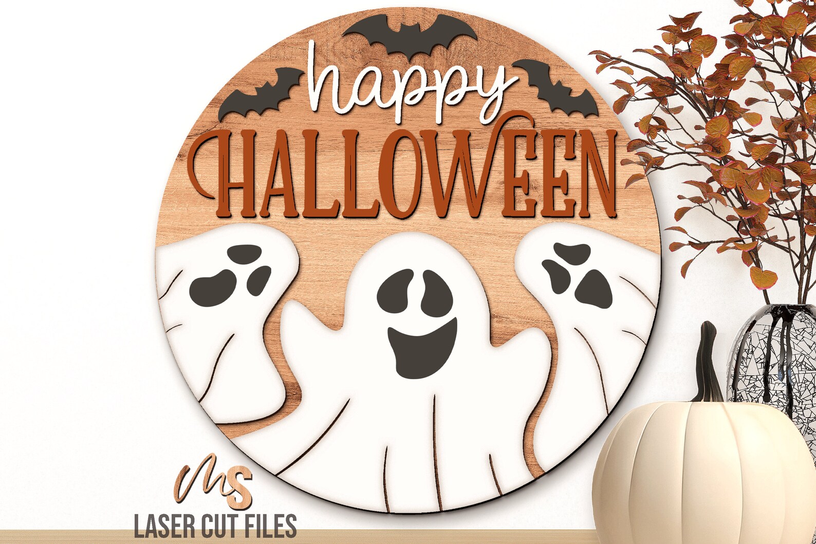 Letrero de Halloween con fantasma en formato SVG: Archivos SVG para ...